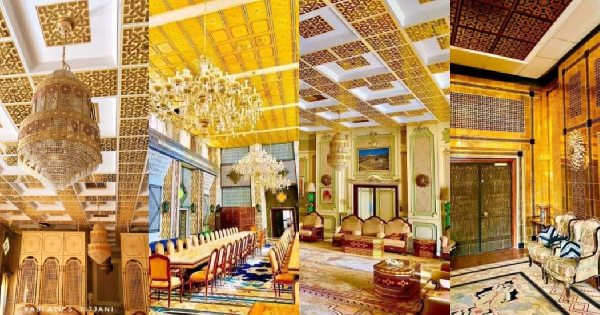 Check out the late Alhaji Mai Deribe's grand mansion made of gold ...
